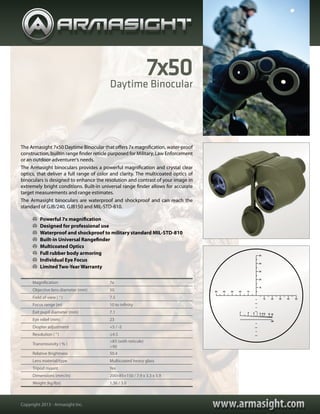 Technical data ARMASIGHT 7x50 Binoculars | Optics Trade | PDF