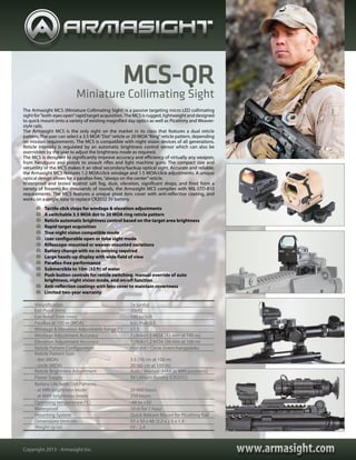 Technical data ARMASIGHT Collimating Sight MCS-QR | Optics Trade | PDF