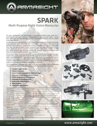 Technical data ARMASIGHT SPARK NV Monocular | Optics Trade | PDF