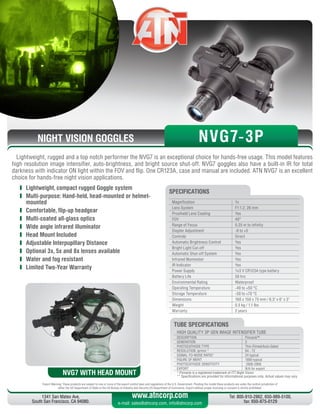 Technical data ATN NVG7-3P Goggles | Optics Trade | PDF