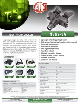 Technical data ATN PVS7-3A Goggles | Optics Trade | PDF