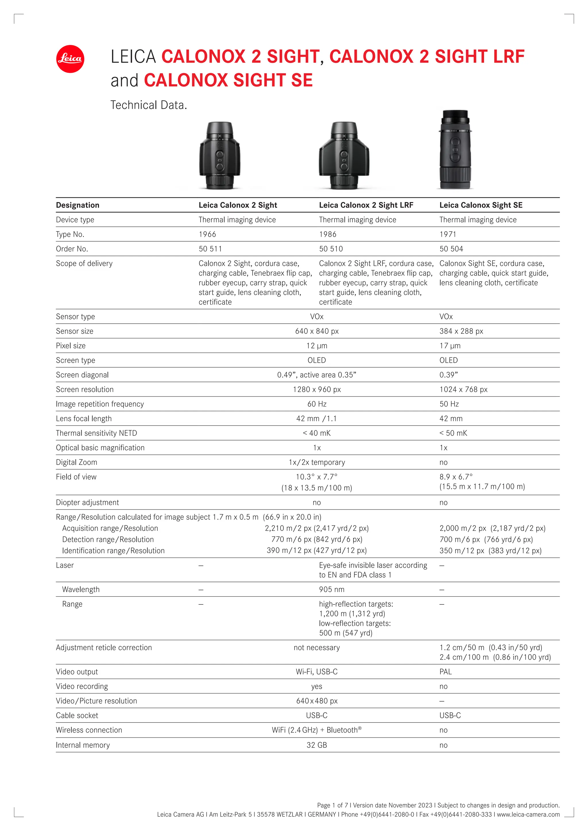 Technical Data | Leica Calonox 2 Sight & View | Optics Trade | PDF