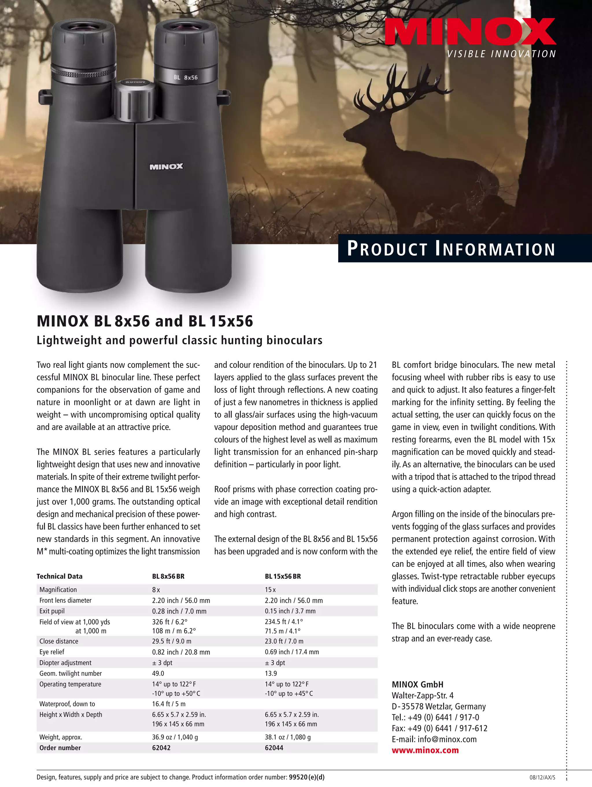 Technical data MINOX BL 56mm | Optics Trade | PDF