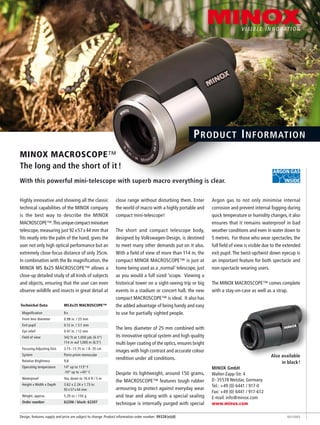 Technical data MINOX Macroscopes | Optics Trade | PDF | Photography ...
