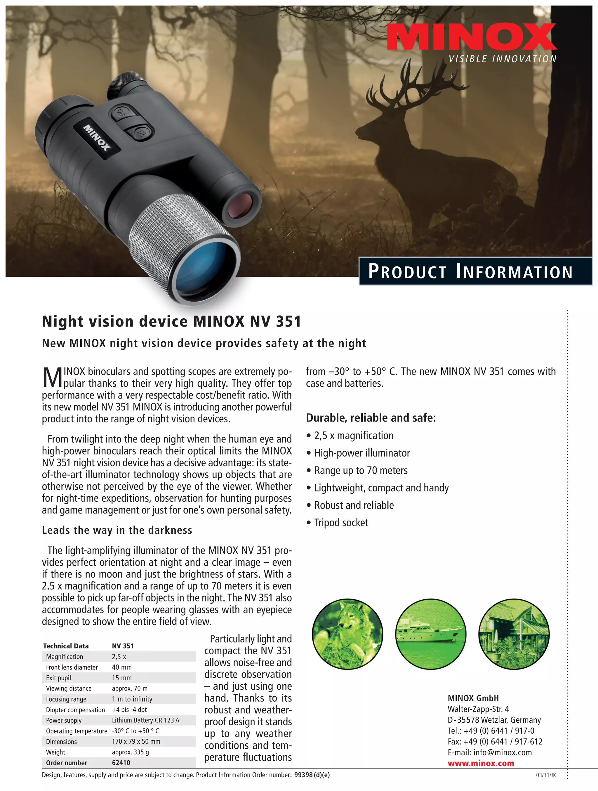 MINOX NV 351 Night Vision Device | PDF