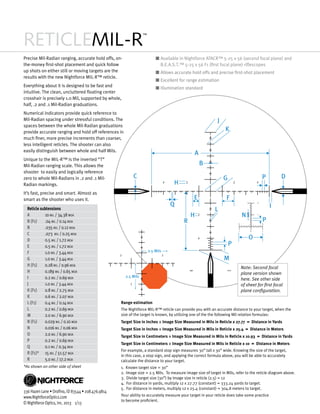 Technical data NIGHTFORCE Reticle MIL-R | Optics Trade | PDF