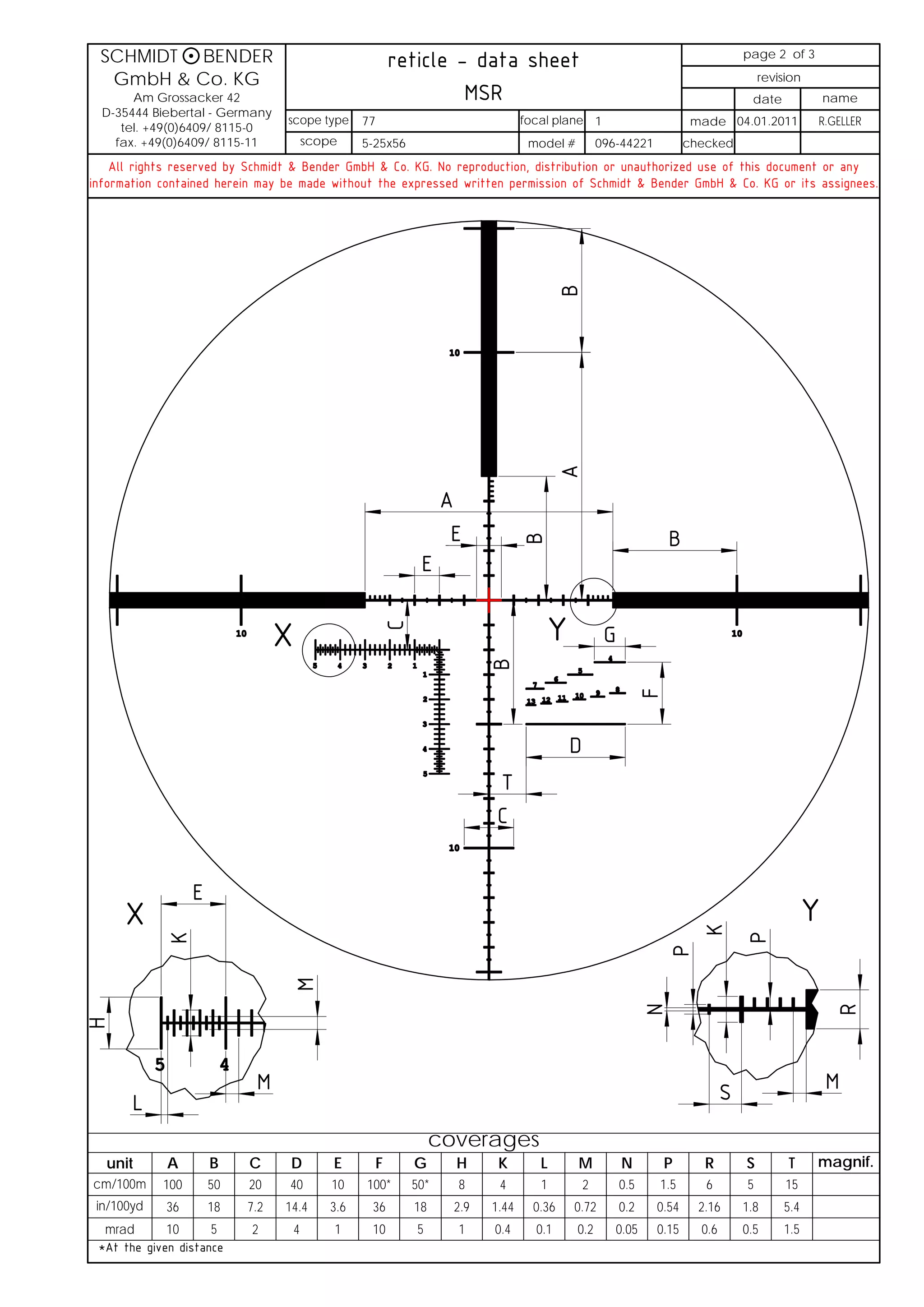 Technical data SCHMIDT & BENDER MSR Riflescopes Reticles Subtensions ...