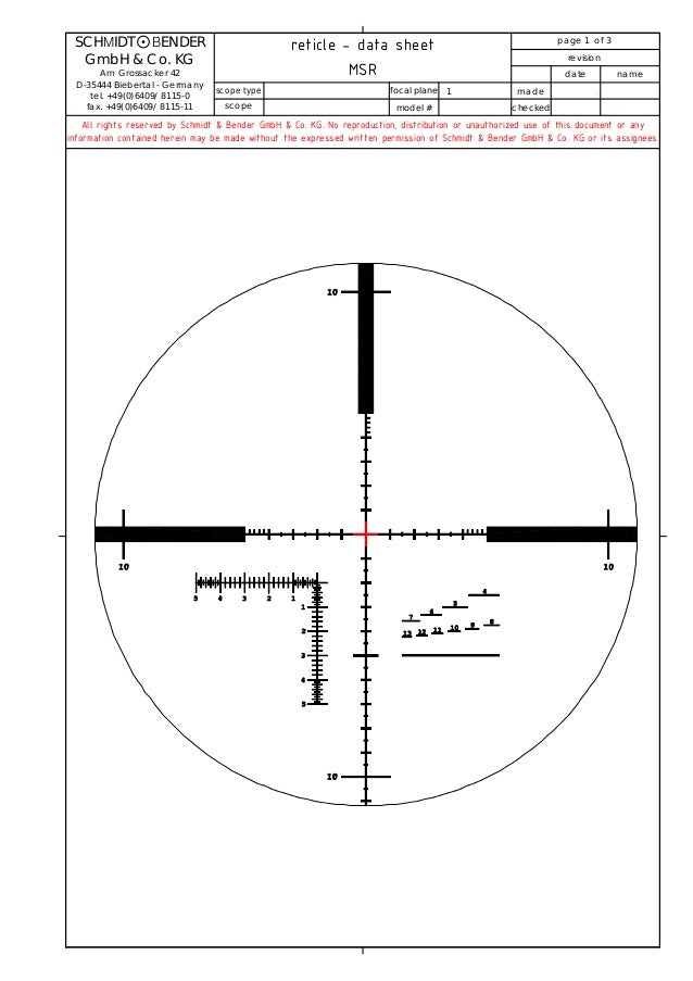 Technical data SCHMIDT & BENDER MSR Riflescopes Reticles Subtensions