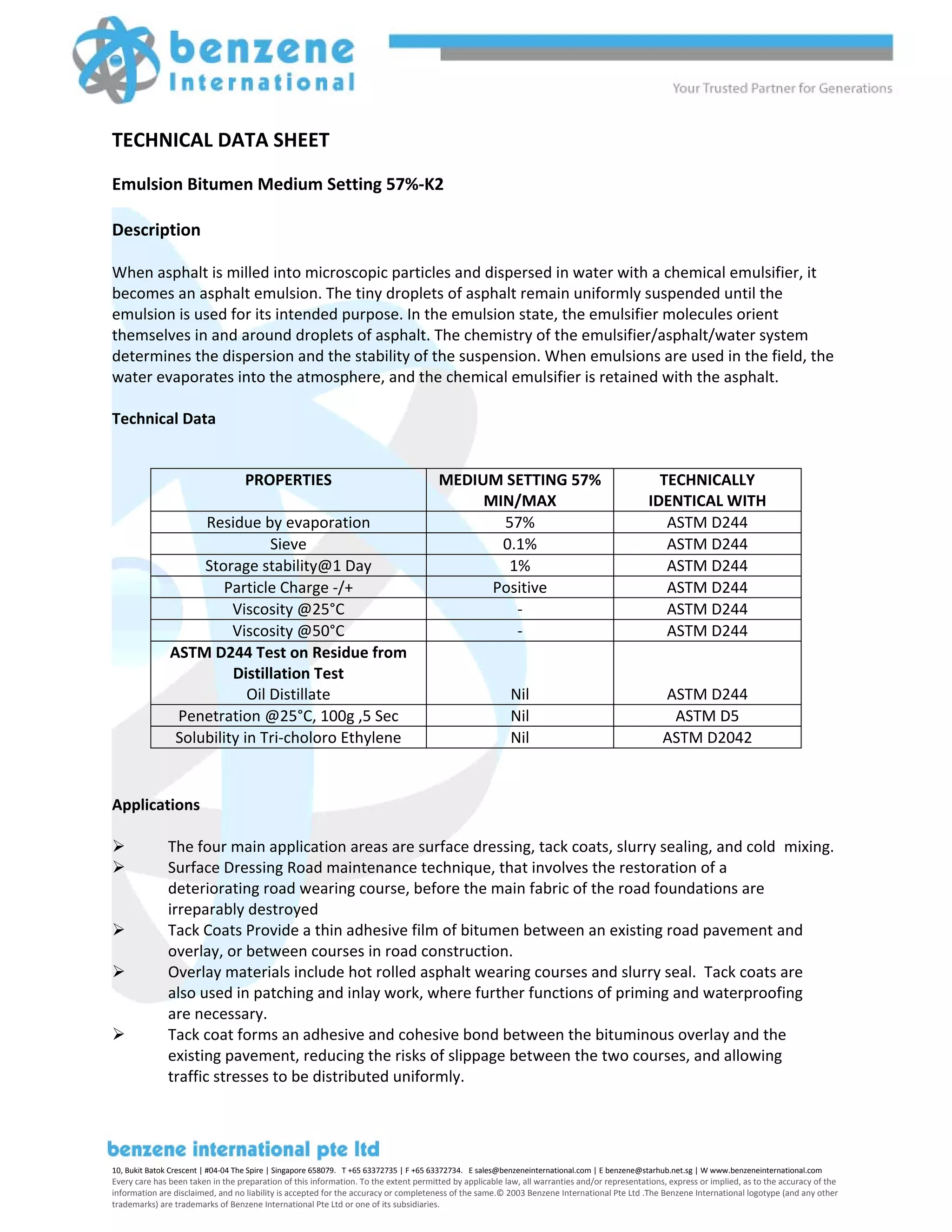 Technical data sheet bitumen emulsion ms 57% | PDF