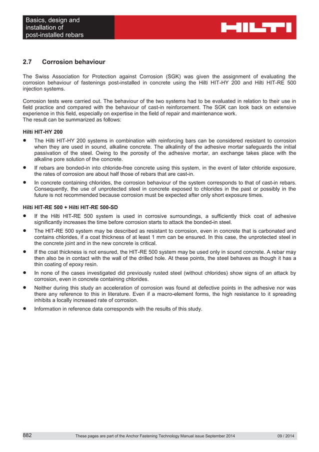 Technical data sheet for post-installed rebar according to EC2 | PDF