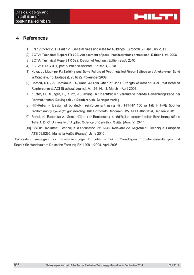 Technical data sheet for post-installed rebar according to EC2 | PDF