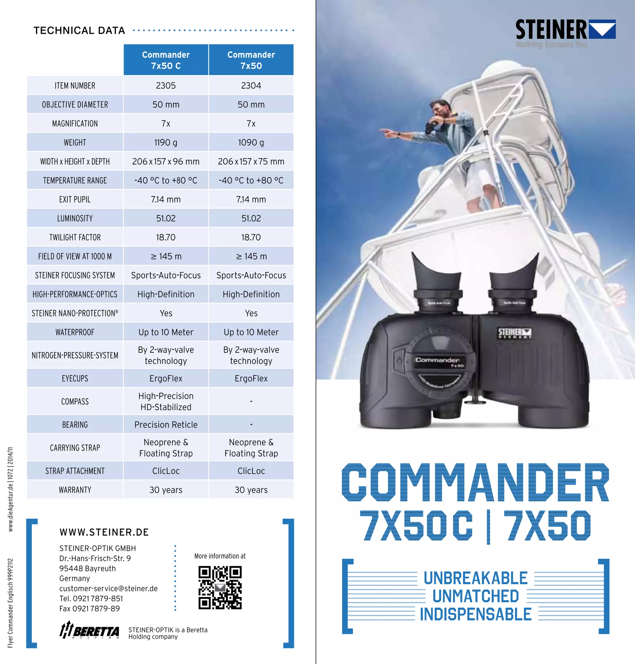 Technical data STEINER Commander 7x50/7x50 C | Optics Trade | PDF ...