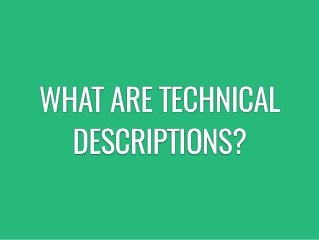 Writing Technical Descriptions