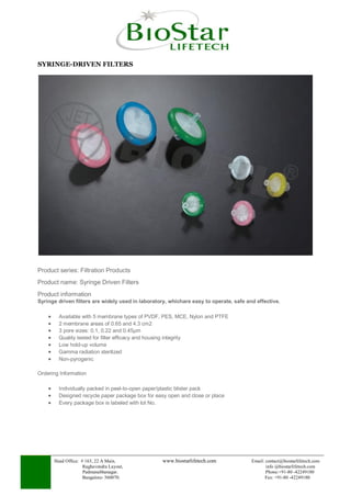 Syringe Filters Lab Filtration | PDF