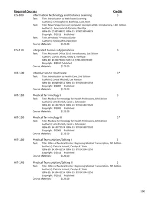 Technical Diploma Health Information Technology | PDF