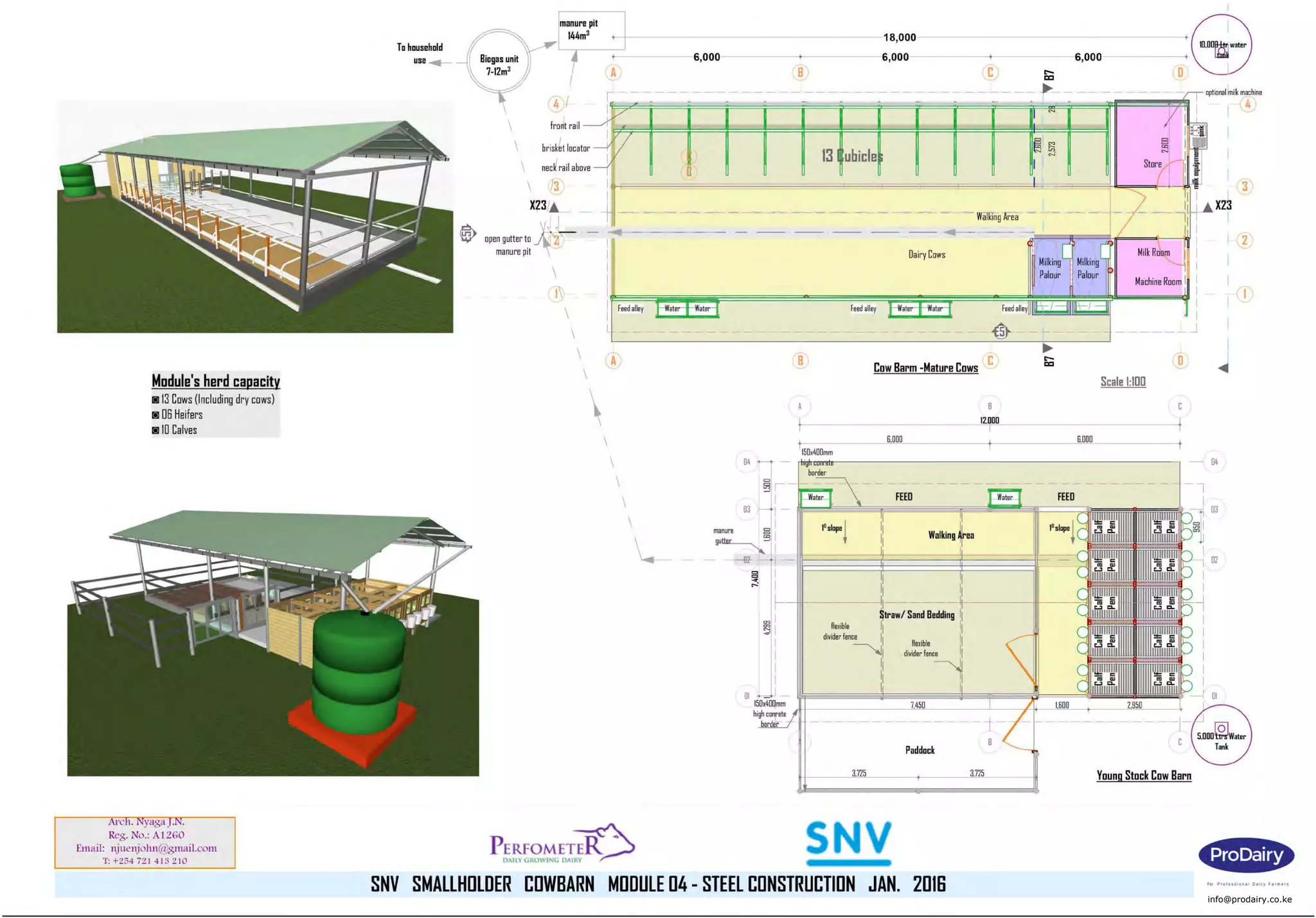 Technical drawings modular cow barn design for smallholder dairy ...