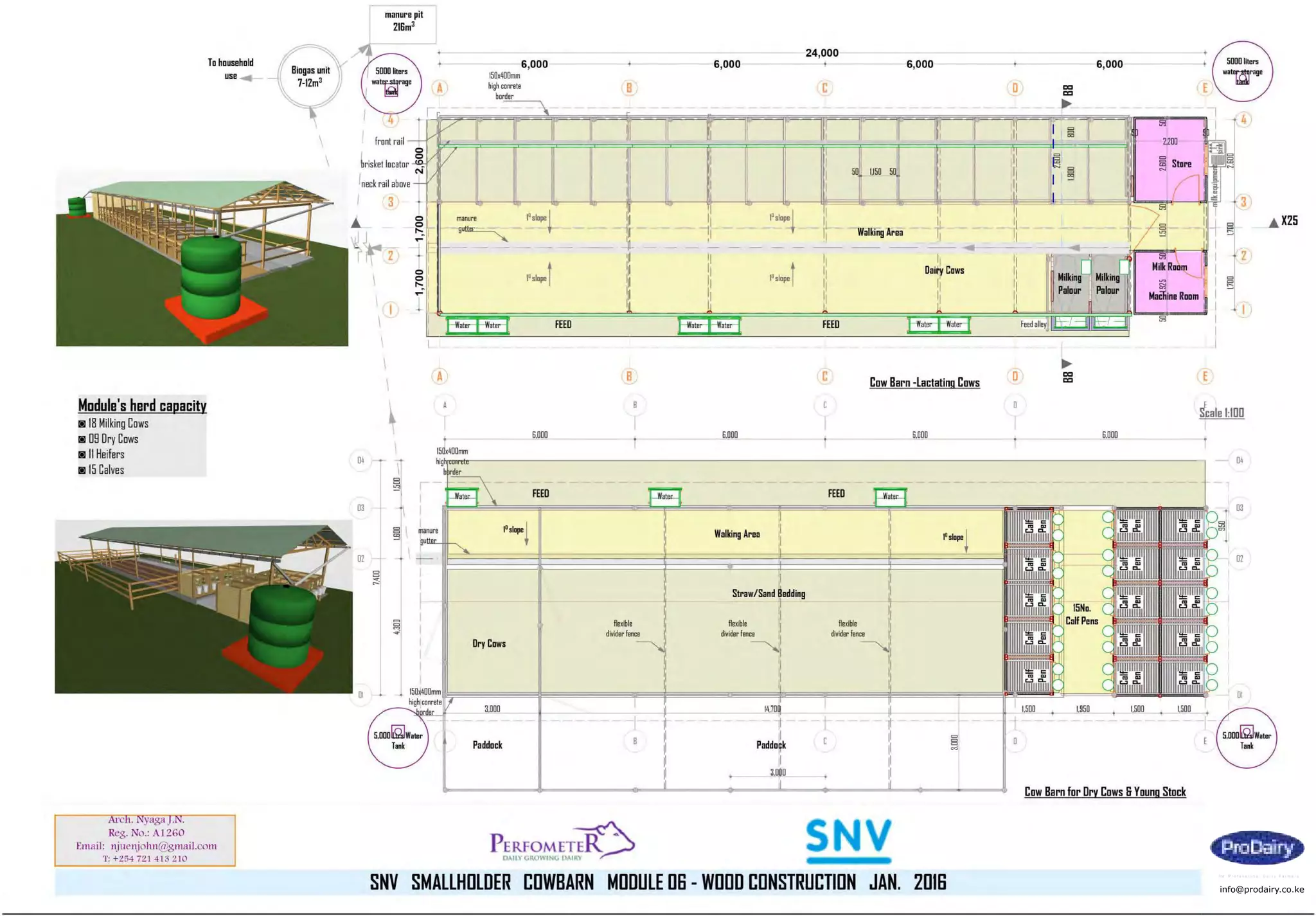Technical drawings modular cow barn design for smallholder dairy ...