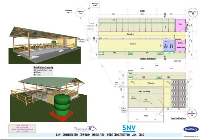 Technical drawings modular cow barn design for smallholder dairy ...