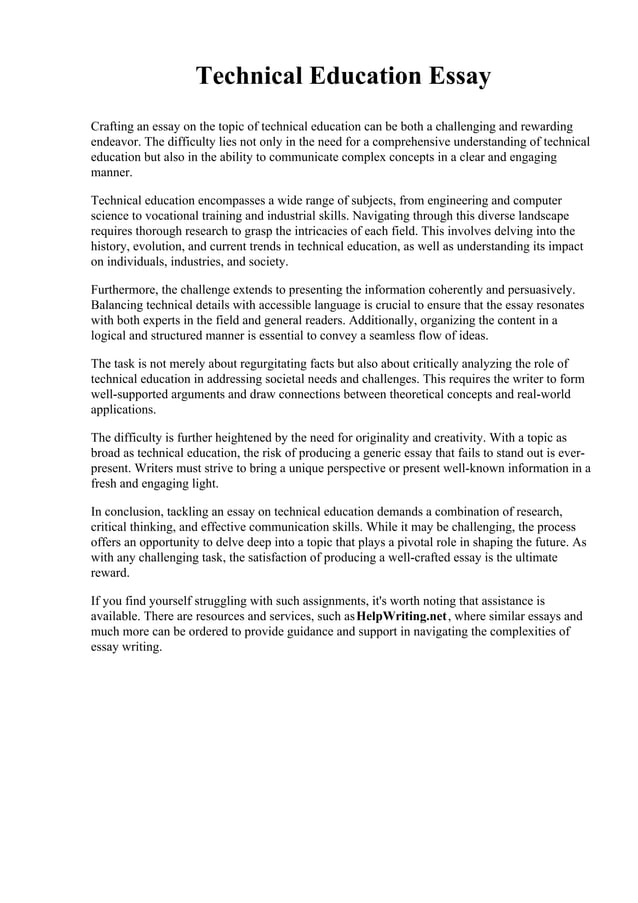 Technical Education Essay.pdf | Vocational Training | Careers