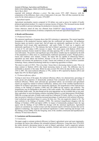 Technical efficiency in agriculture in ghana analyses of determining ...