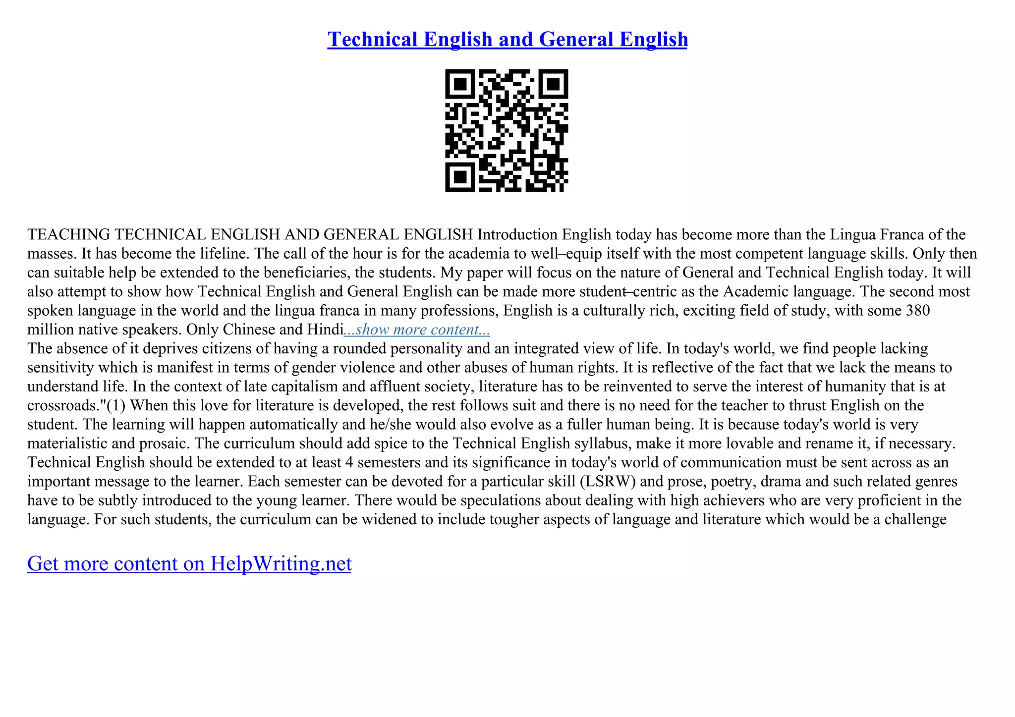 Technical English And General English | PDF