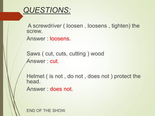 Technical english sentences present simple | PPTX