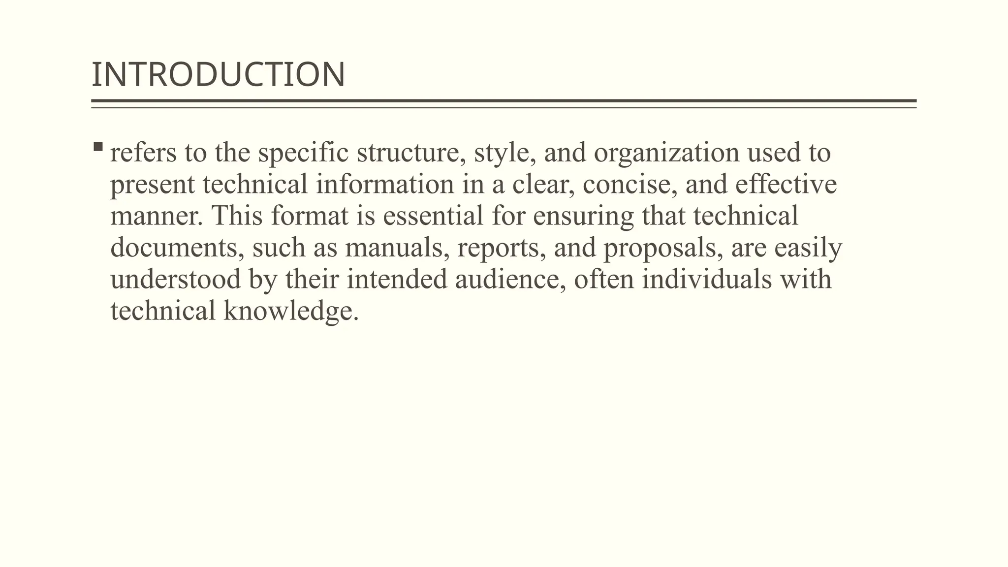 Technical format for Subject Technical Writing | PPTX
