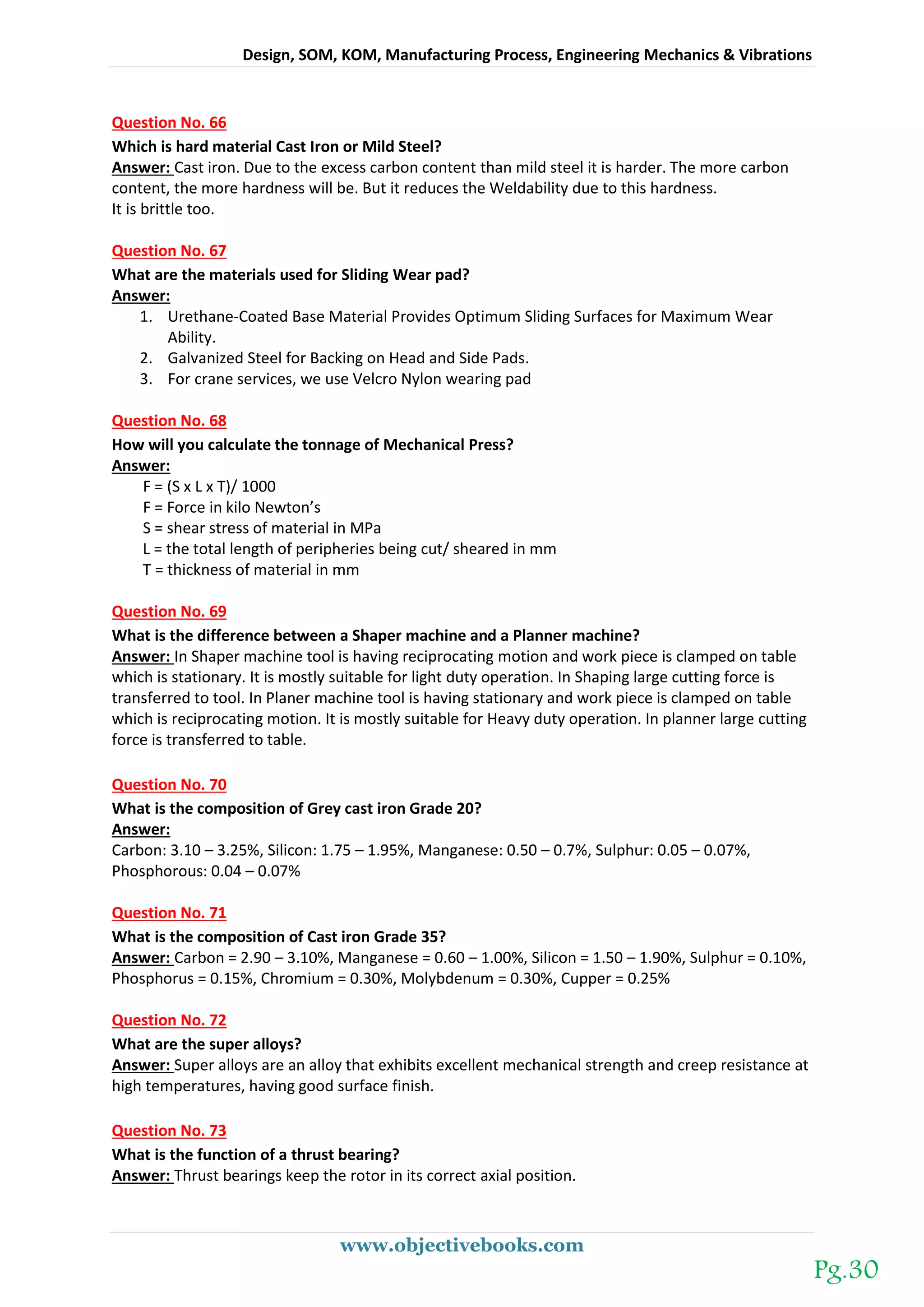Technical interview mechanical engineering objective book | PDF