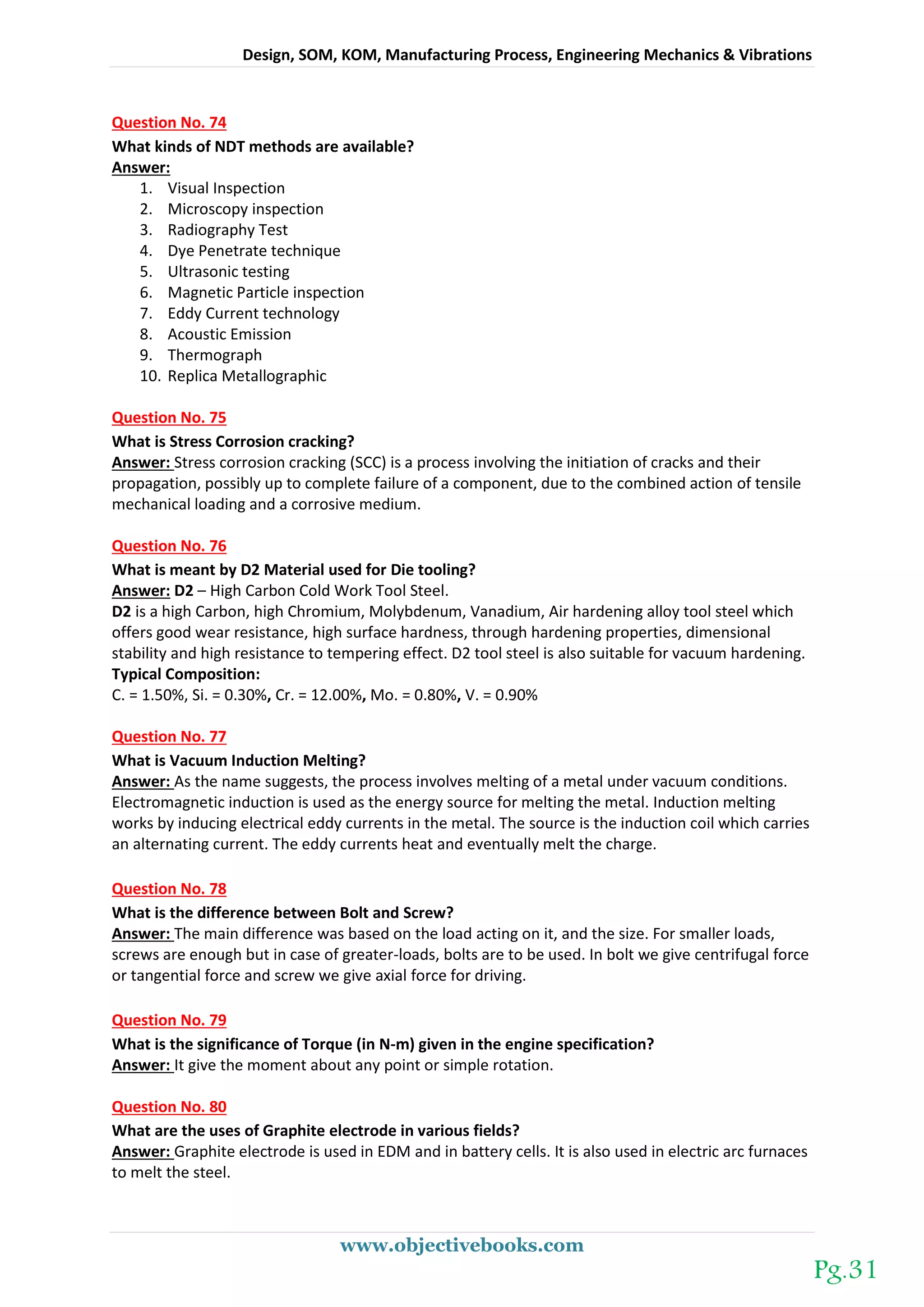 Technical interview mechanical engineering objective book | PDF