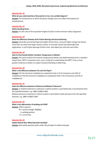 Technical interview mechanical engineering objective book | PDF