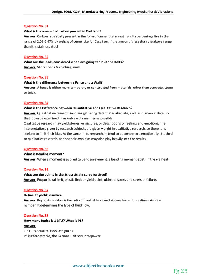 Technical interview mechanical engineering objective book | PDF