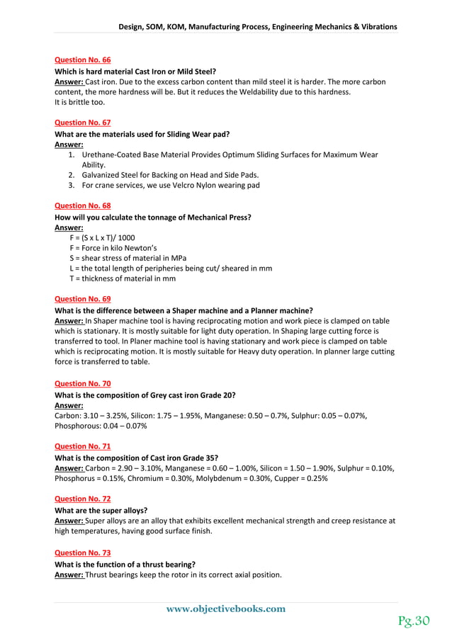 Technical interview mechanical engineering objective book | PDF