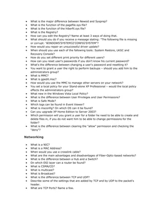 Technical interview questions -networking | PDF