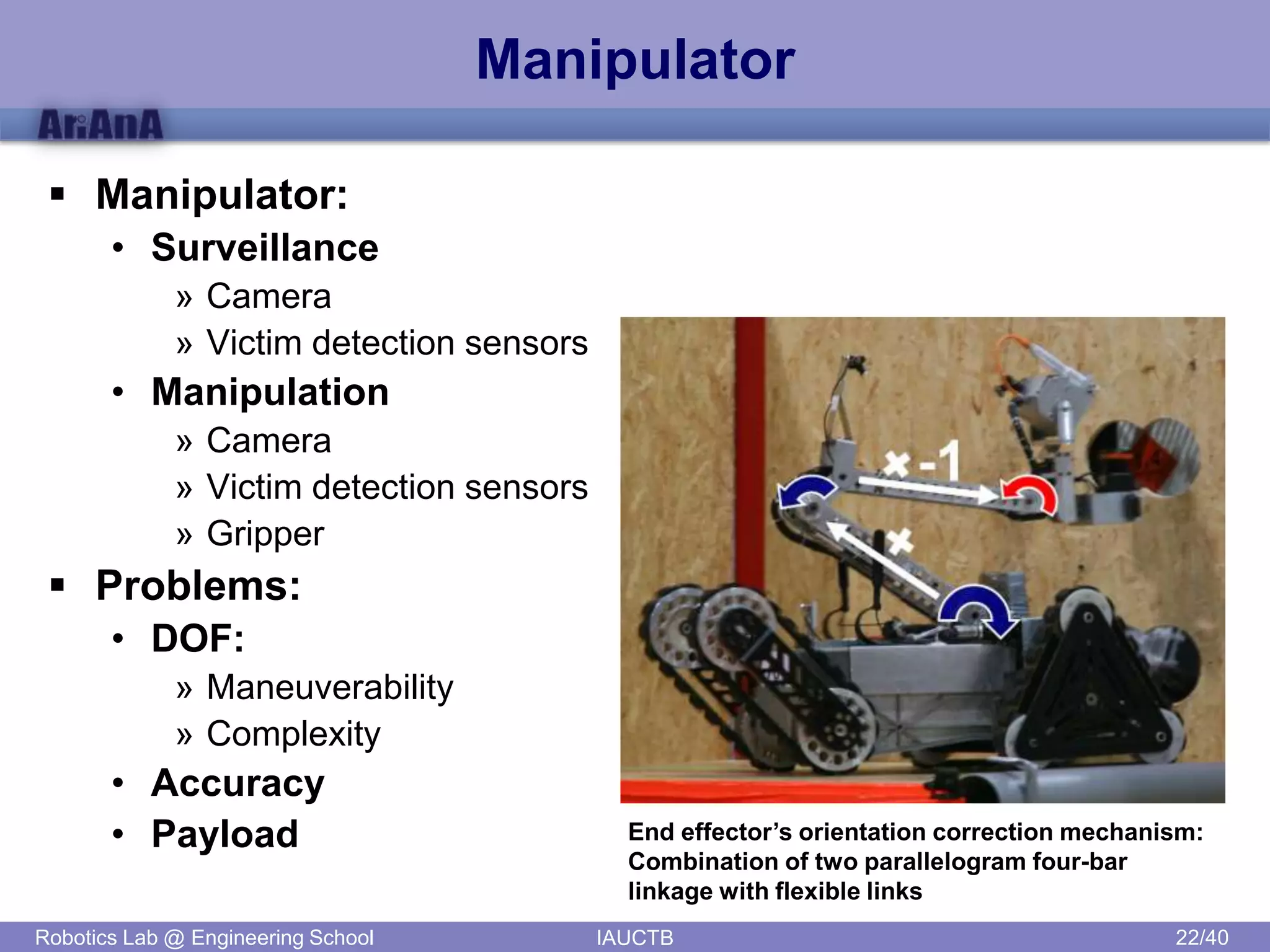 Technical Introduction to AriAnA Rescue Robot Team | PPT
