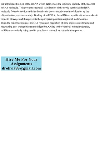 Technically, micro RNA or miRNA are defined as small non-coding (tra.pdf