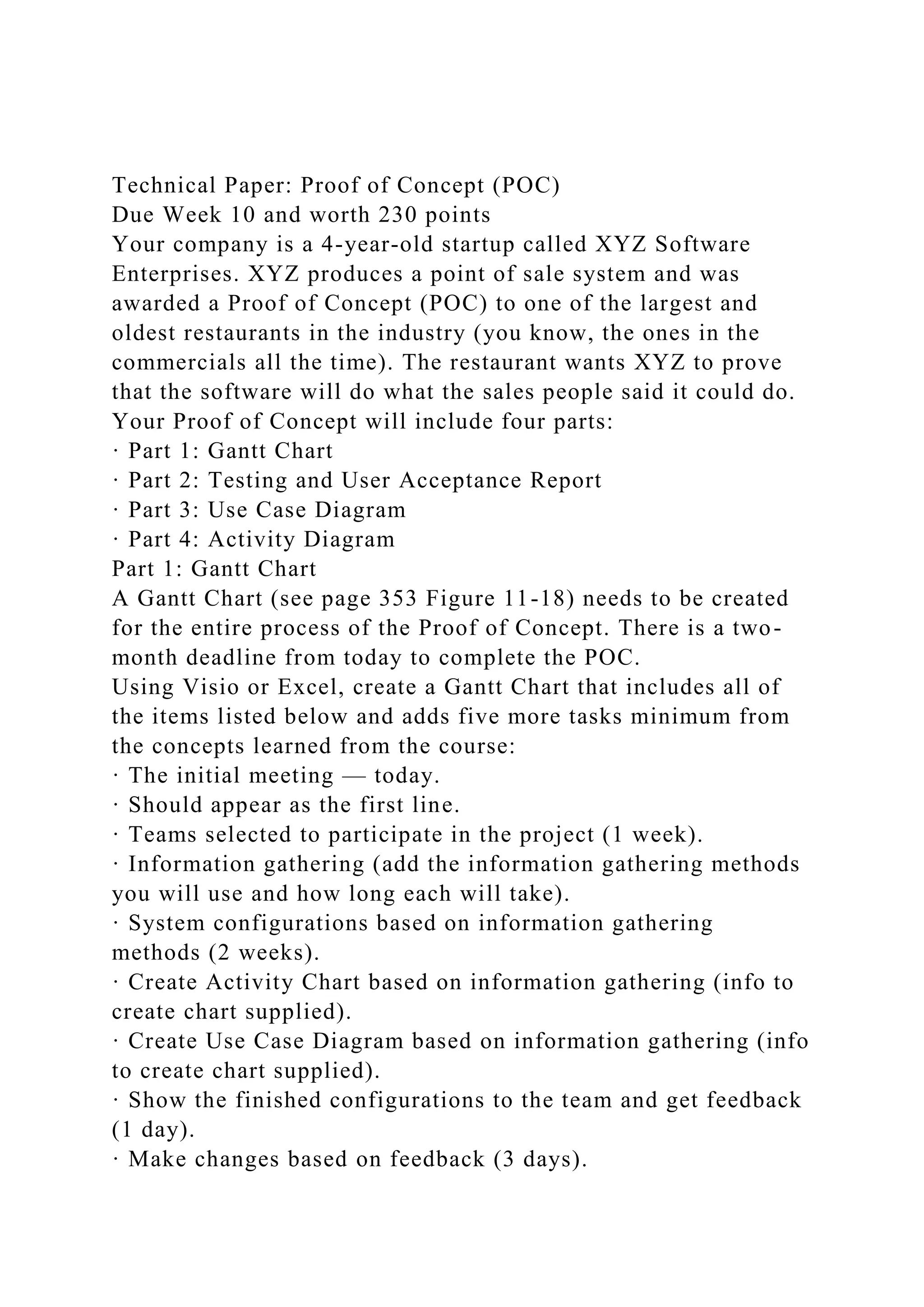 Technical Paper Proof of Concept (POC)Due Week 10 and worth 230.docx