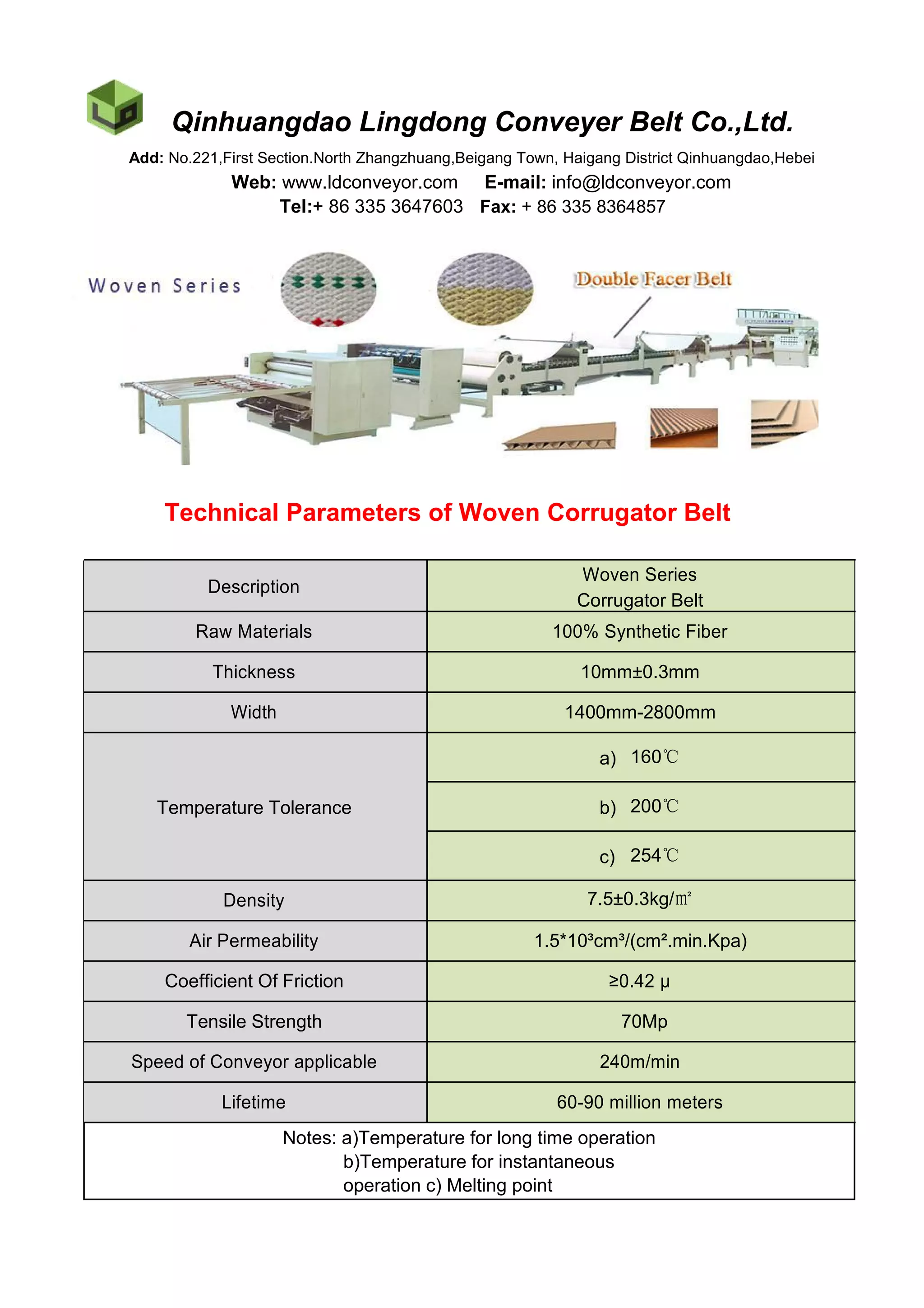 Technical parameters of woven corrugator belt | PDF