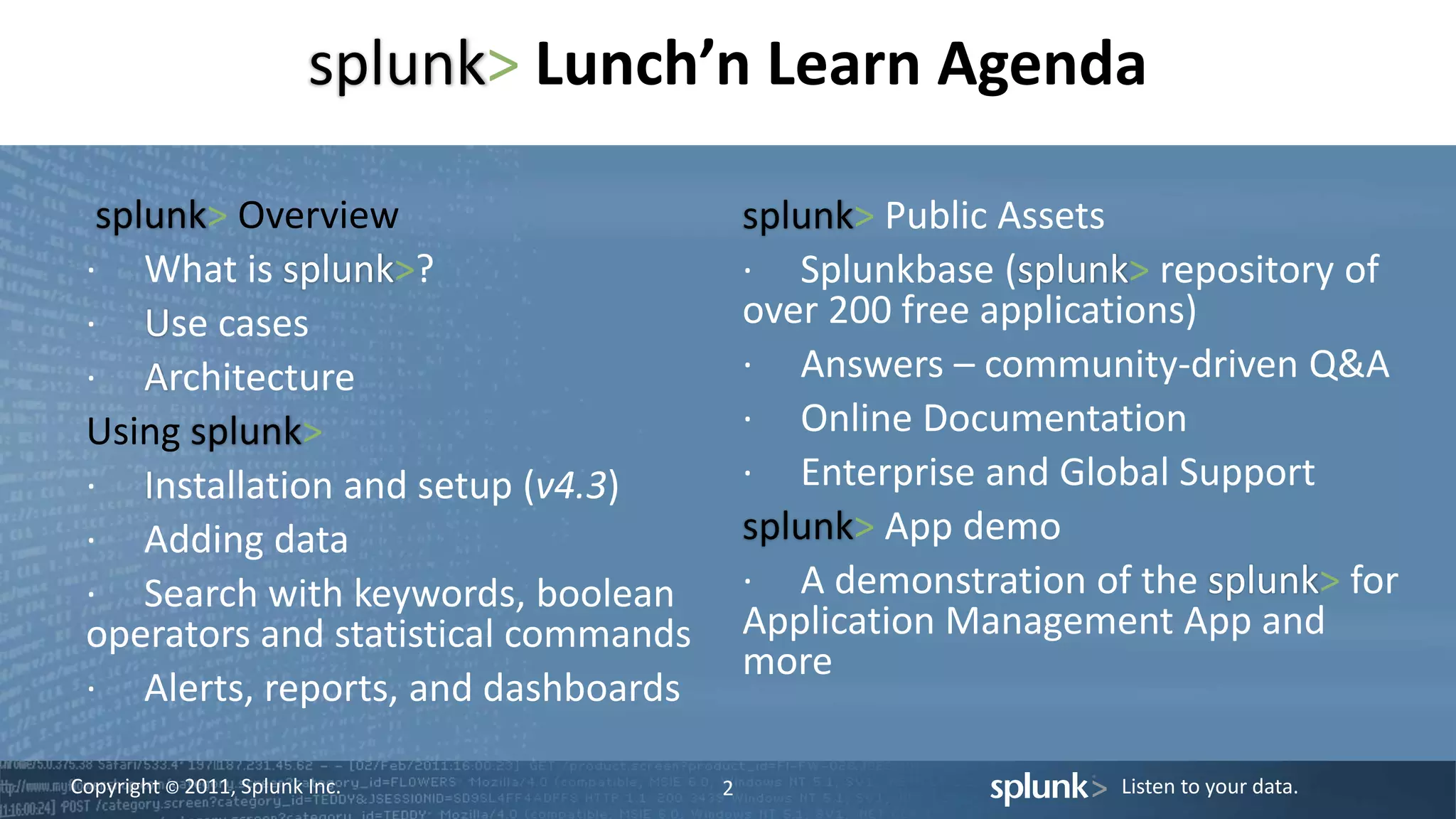 dlux - Splunk Technical Overview | PPTX