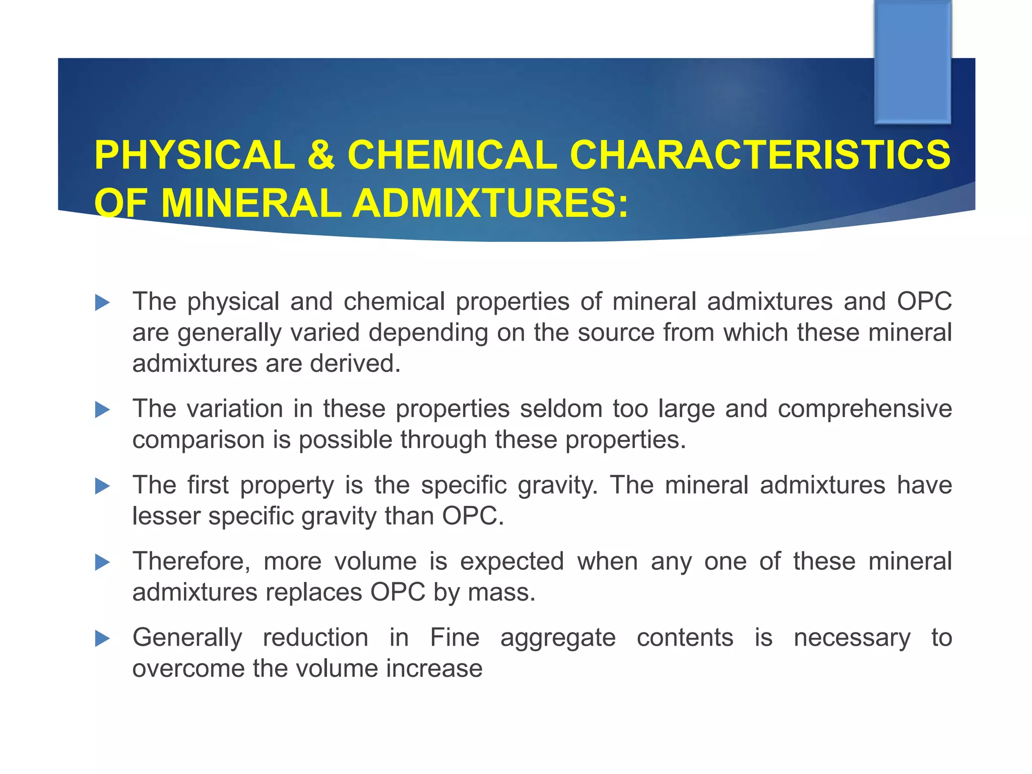 Concrete mineral admixtures | PPTX