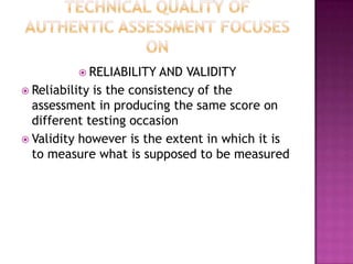 Technical Quality of Authentic Assessment | PPT