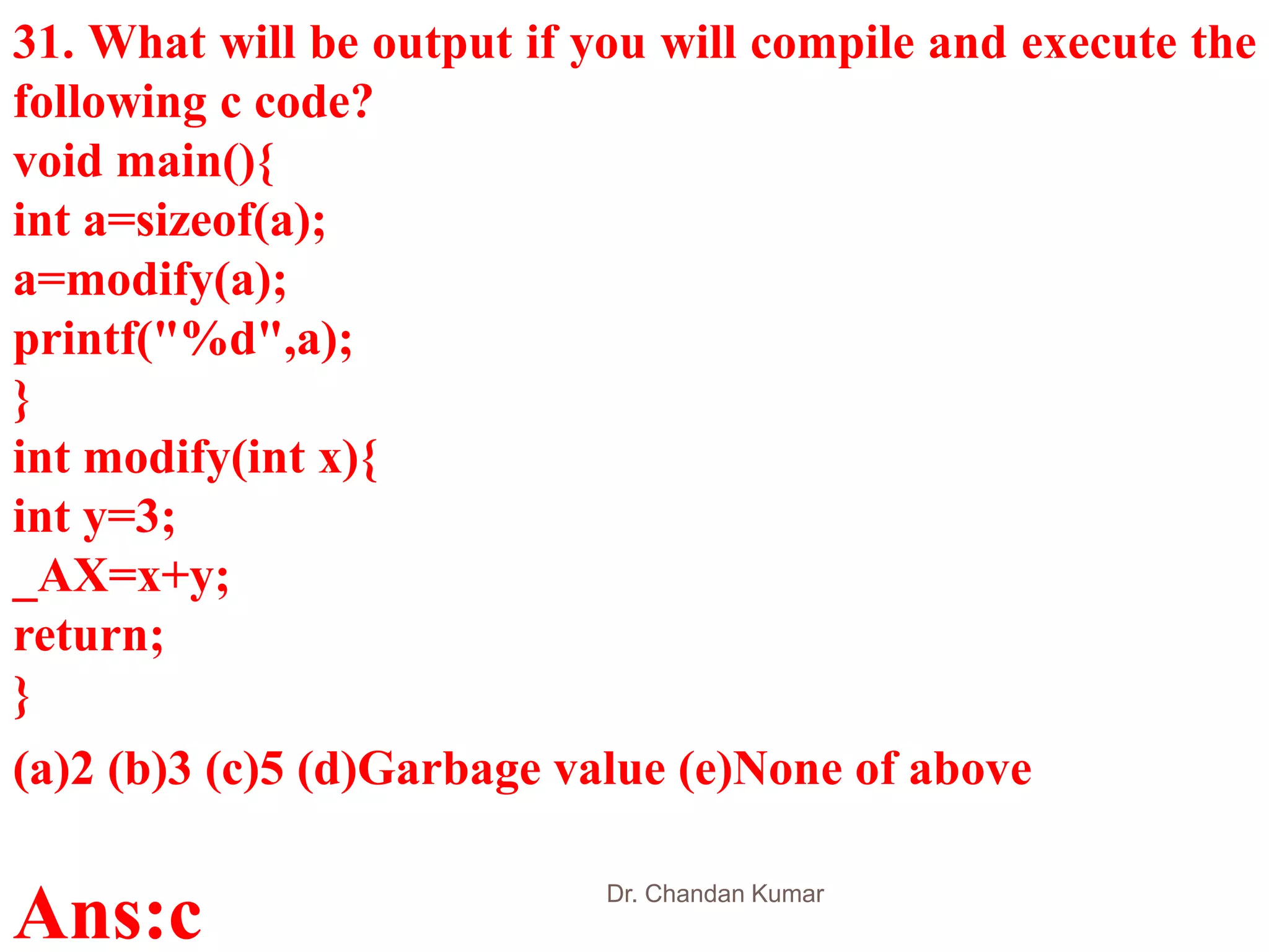 Technical questions for interview c programming | PPTX