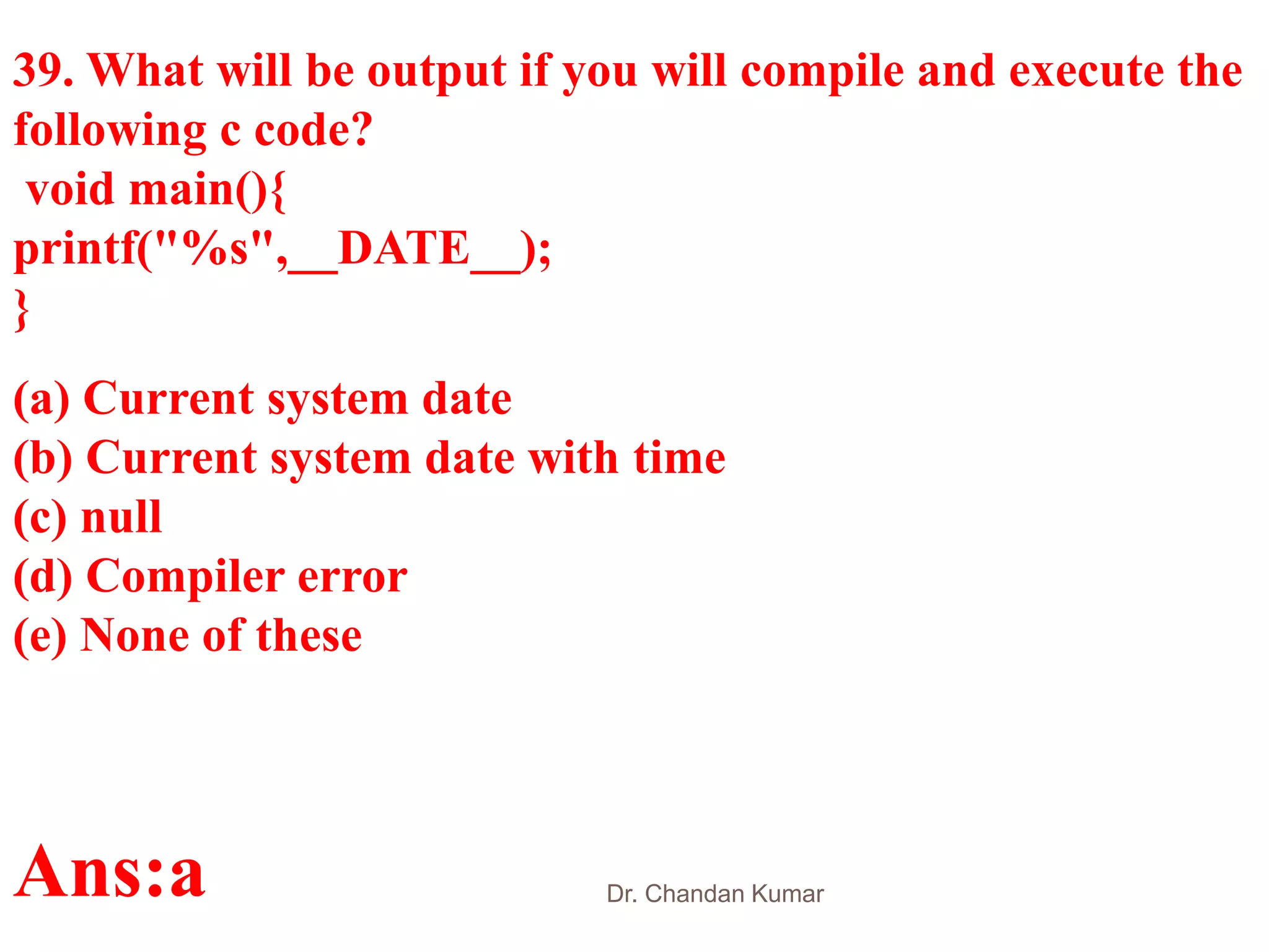 Technical questions for interview c programming | PPTX