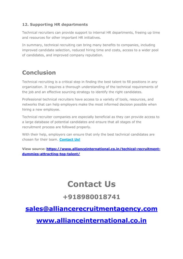 Technical Recruiting For Dummies: Attracting The Top Talent | PDF