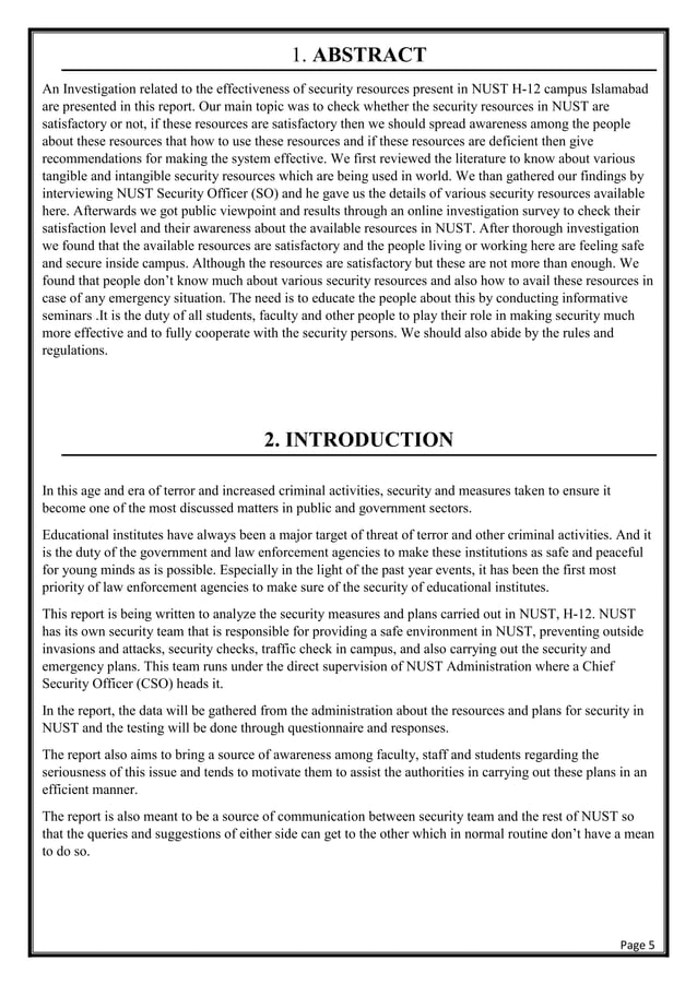 SECURITY AT NUST H12 ISLAMABAD | PDF