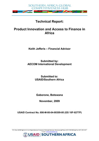 2009 Product Innovation and Access to Finance (USAID) | PDF | Free Download