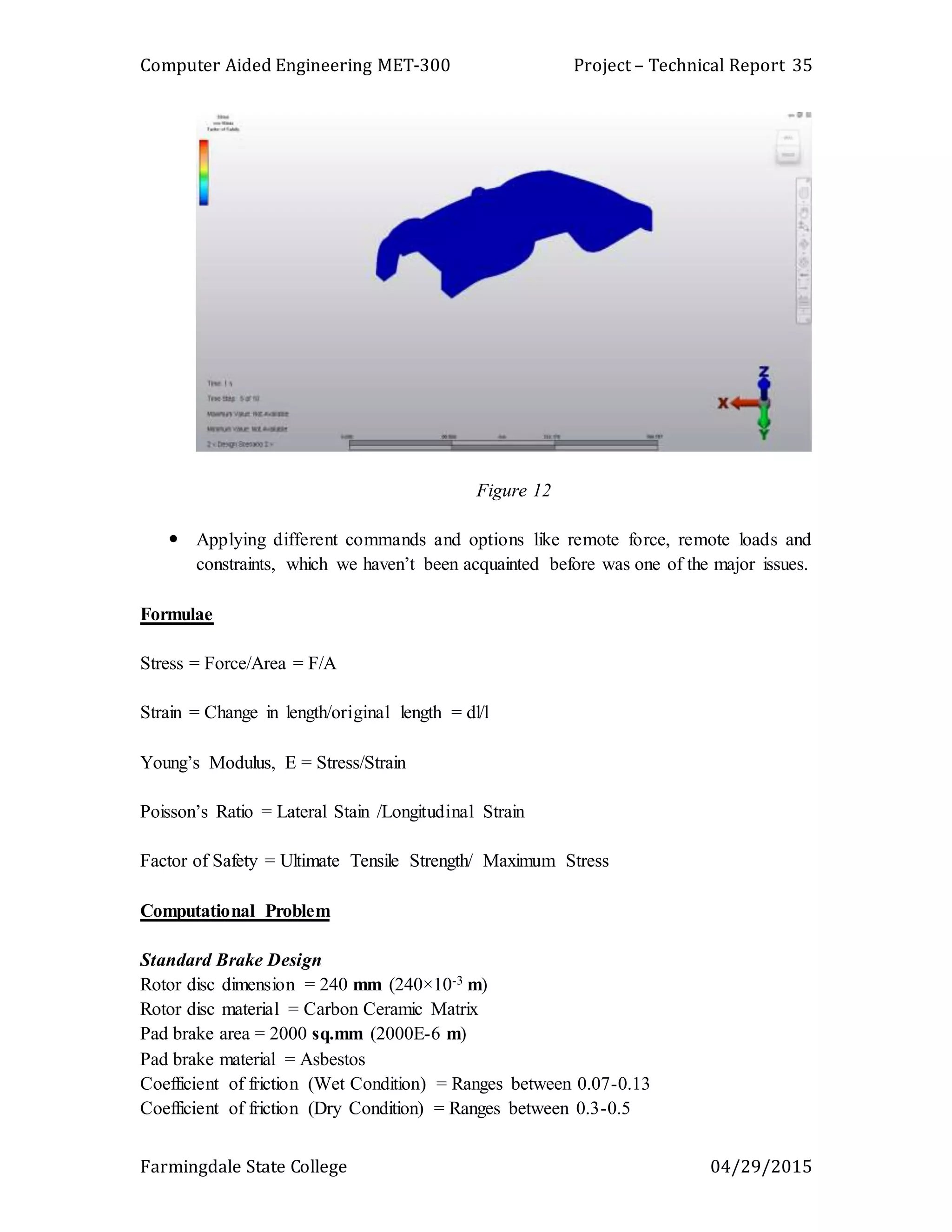 Finite Element Analysis of Disk brake assembly. | DOCX