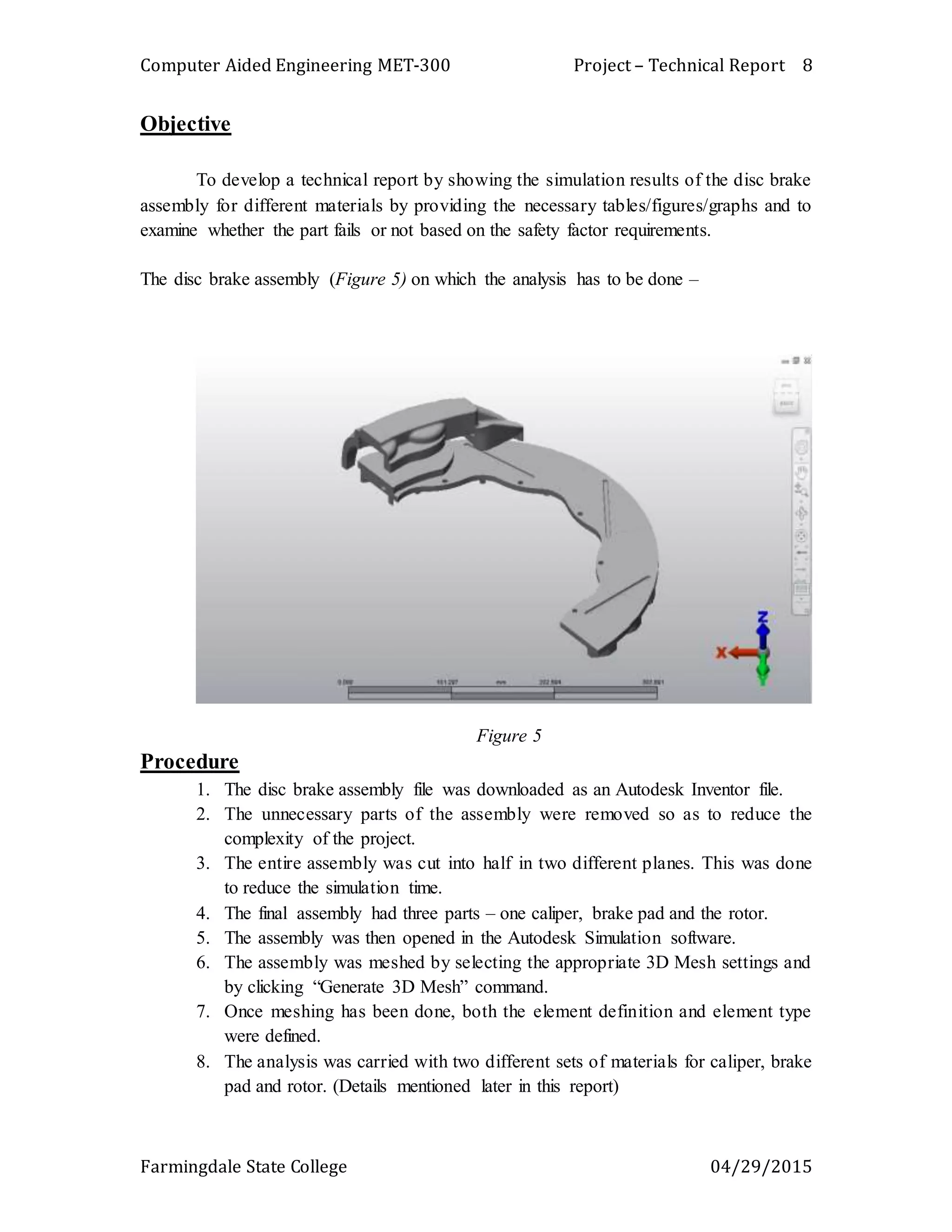 Finite Element Analysis of Disk brake assembly. | DOCX