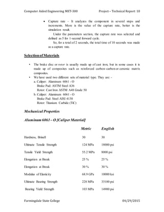 Finite Element Analysis of Disk brake assembly. | DOCX