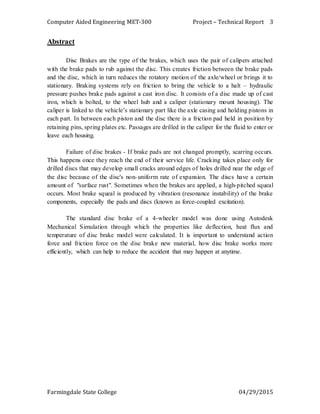 Finite Element Analysis of Disk brake assembly. | DOCX