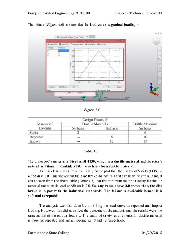 Finite Element Analysis of Disk brake assembly. | DOCX | Physics | Science